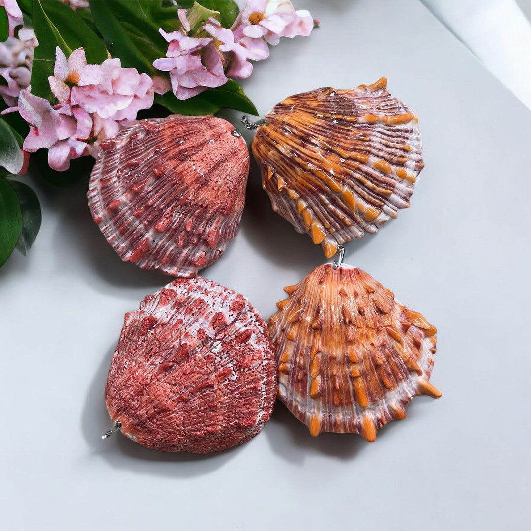 Spiny Oyster Shell, Druzy Large Pendant, Orange / Red Option - Etsy