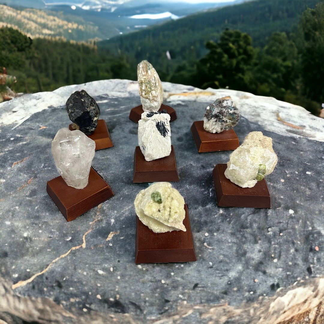 Random Natural Rock Specimen W/ Wood Base From Brazil L2 X W2 X H2-4 ...