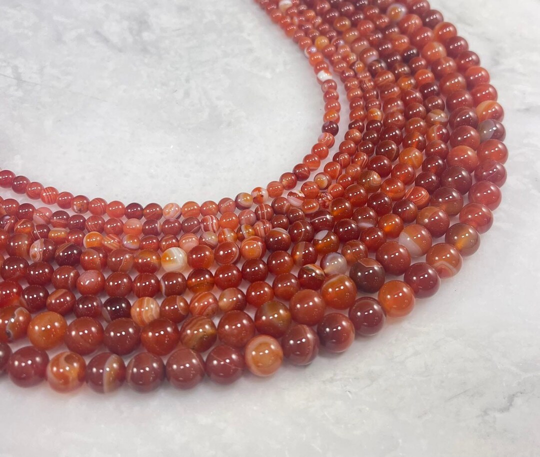 Red Sardonyx (heated) Aka Banded Agate Round 6mm 8mm 10mm - Etsy