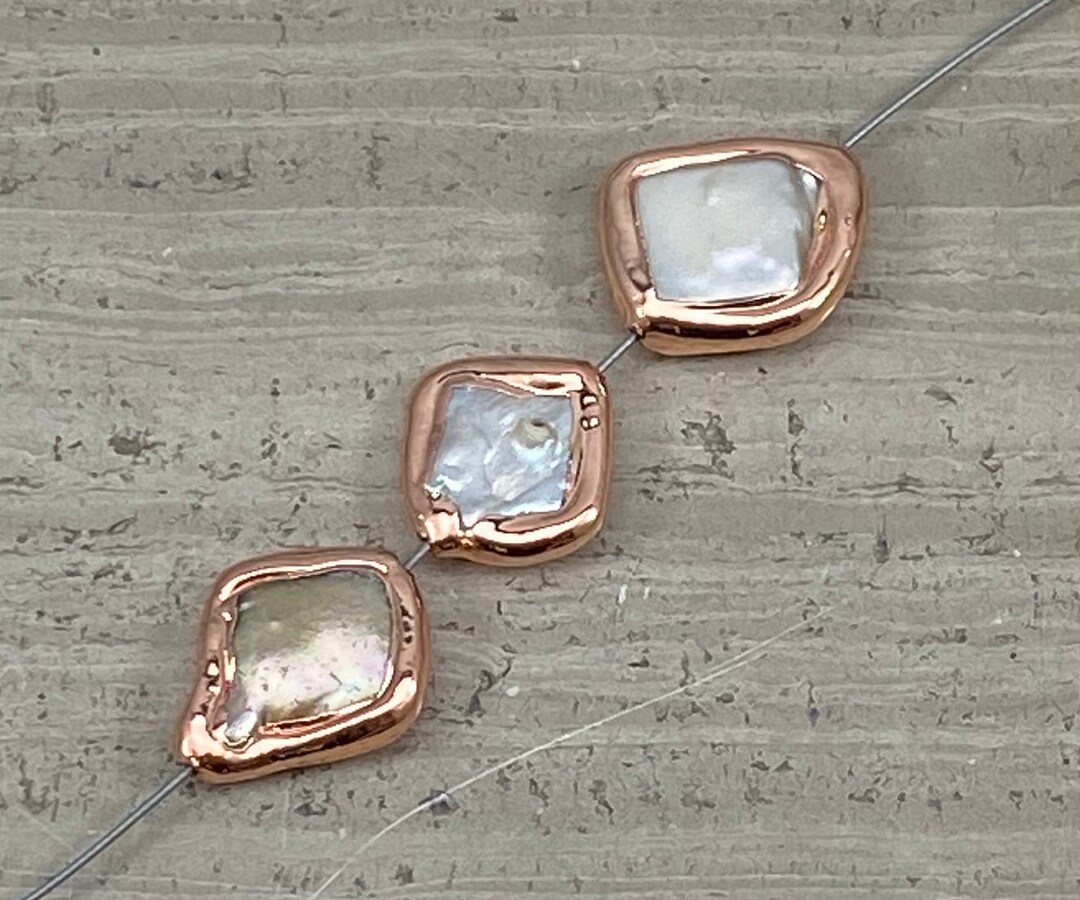 Rose Gold Plated Over Diamond Pearl Edge (3pcs) - Etsy