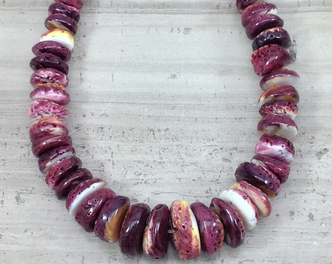 Purple Spiny Oyster Shell 8-18 Mm Graduated Rondelle - Etsy