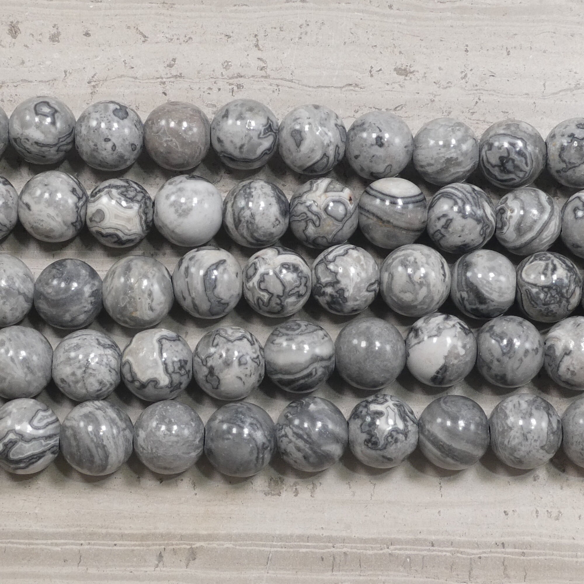 Silver Crazy Lace Aka Map Stone Jasper Round 2.5mm Hole 8mm | Etsy