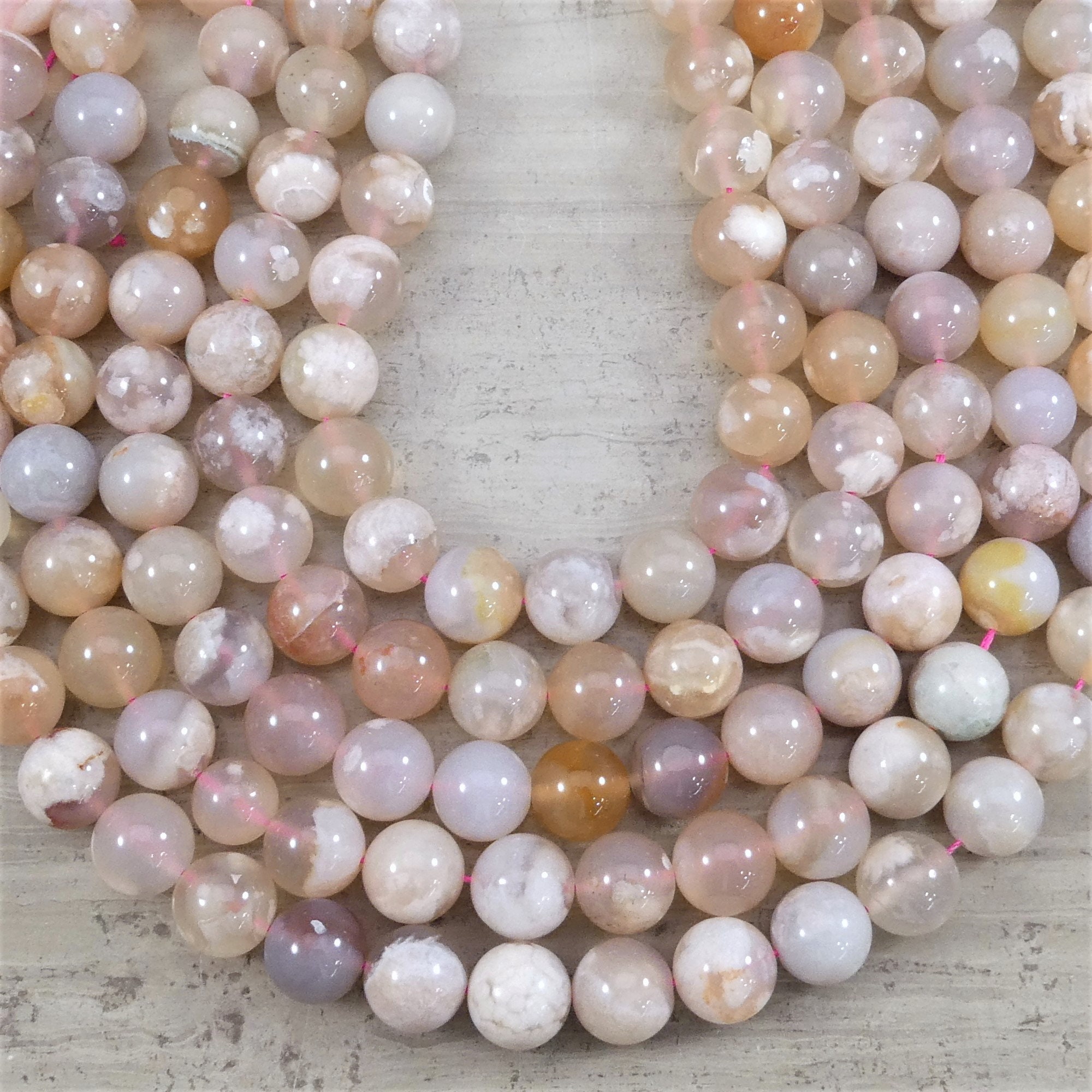Cherry Blossom Agate Sakura Agate Flower Agate Round 6mm 8mm - Etsy
