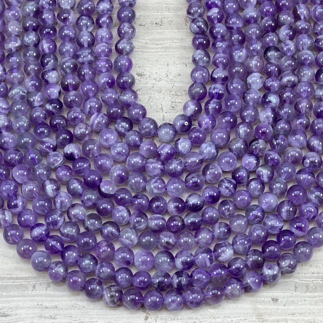 Dog Tooth Amethyst Aka Chevron Amethyst 6mm 8mm Round - Etsy
