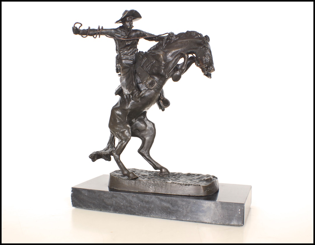 Frederic Remington Bronco Buster Bronze Sculpture - Vintage Western Art ...