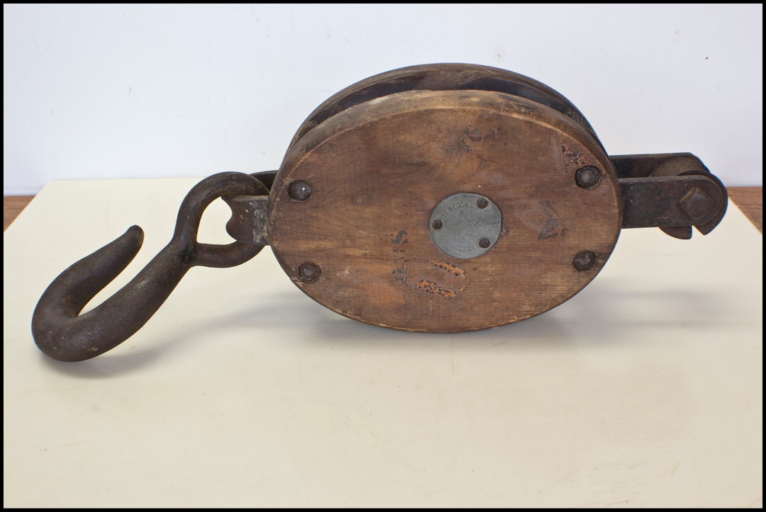 Huge Block & Tackle Pulley - 17 1/2" Tall Antique, Vintage Ship's ...