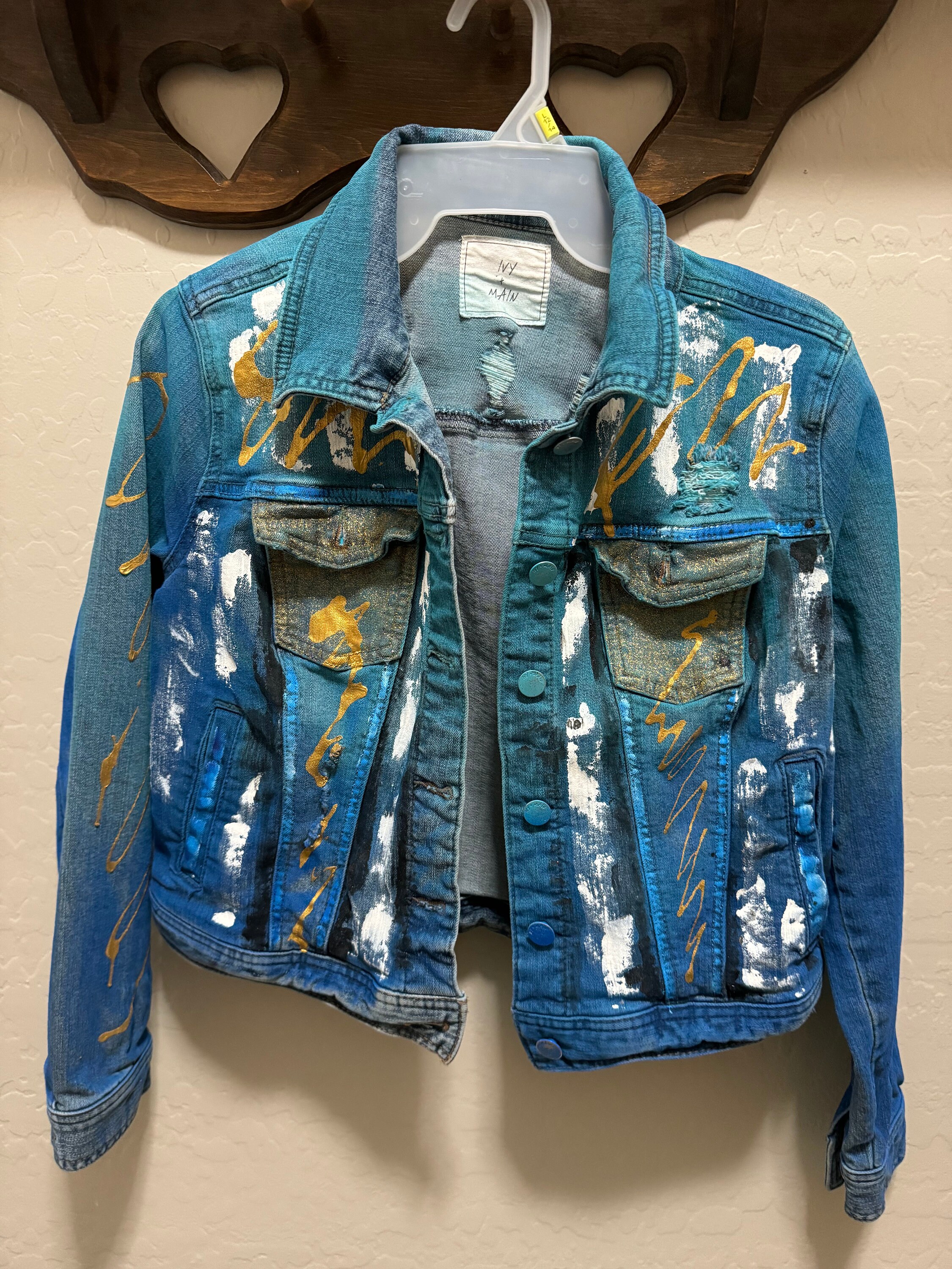 Gold Heart Denim Jacket - Etsy