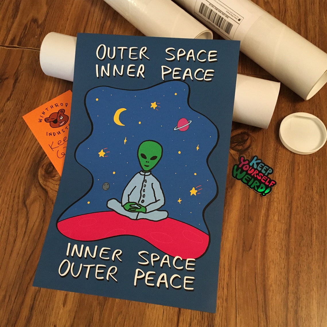 Meditating Alien Poster / Zen Alien Poster / Alien Art Print - Etsy