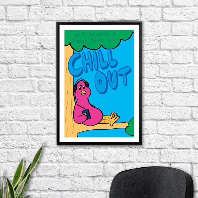 Chill Out Poster / Surreal Poster / Weird Art Print | Etsy