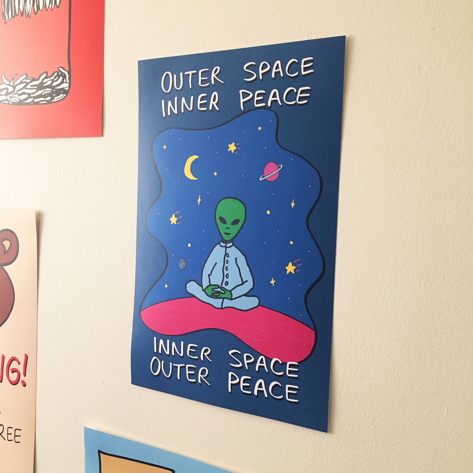 Meditating Alien Poster / Zen Alien Poster / Alien Art Print - Etsy