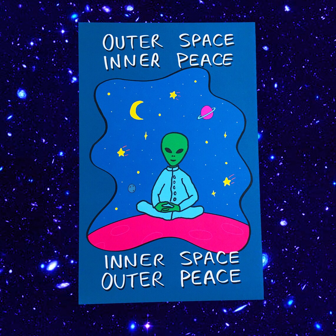 Meditating Alien Poster / Zen Alien Poster / Alien Art Print - Etsy