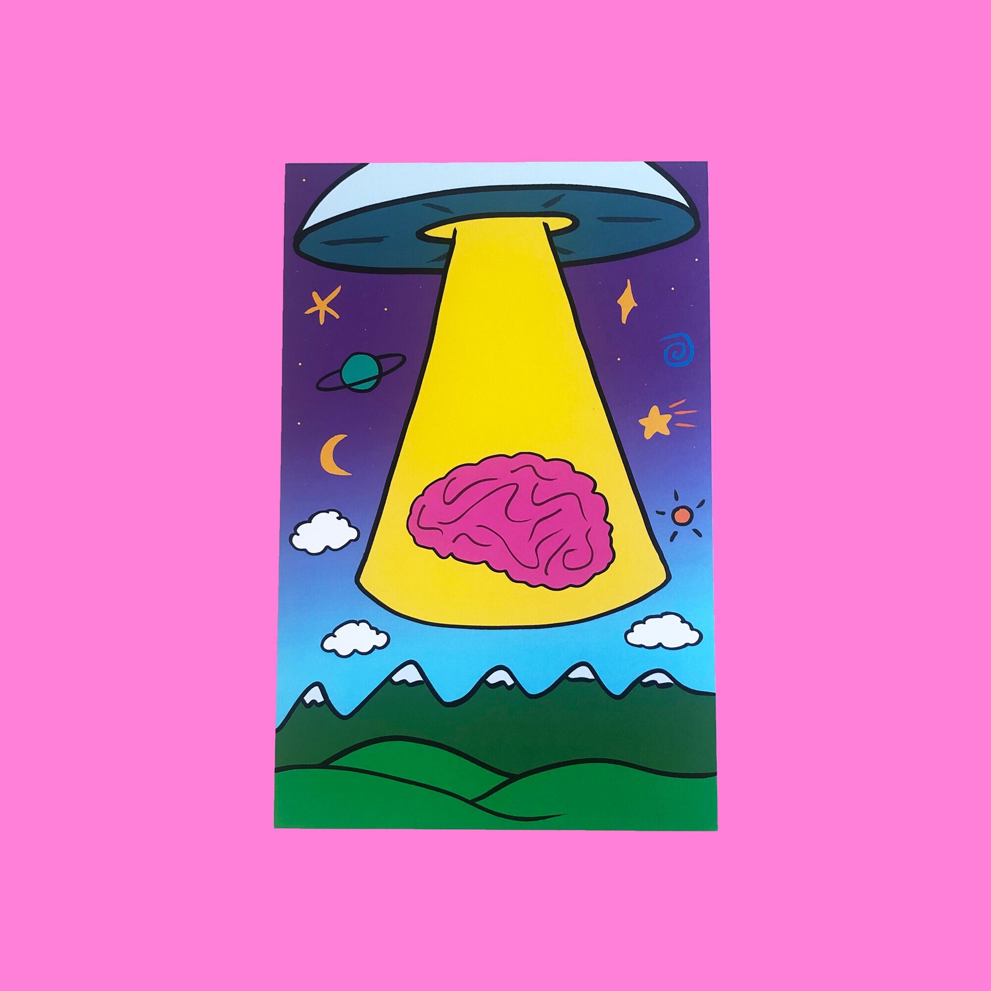 UFO Brain / Alien Poster / Surreal Art Print - Etsy
