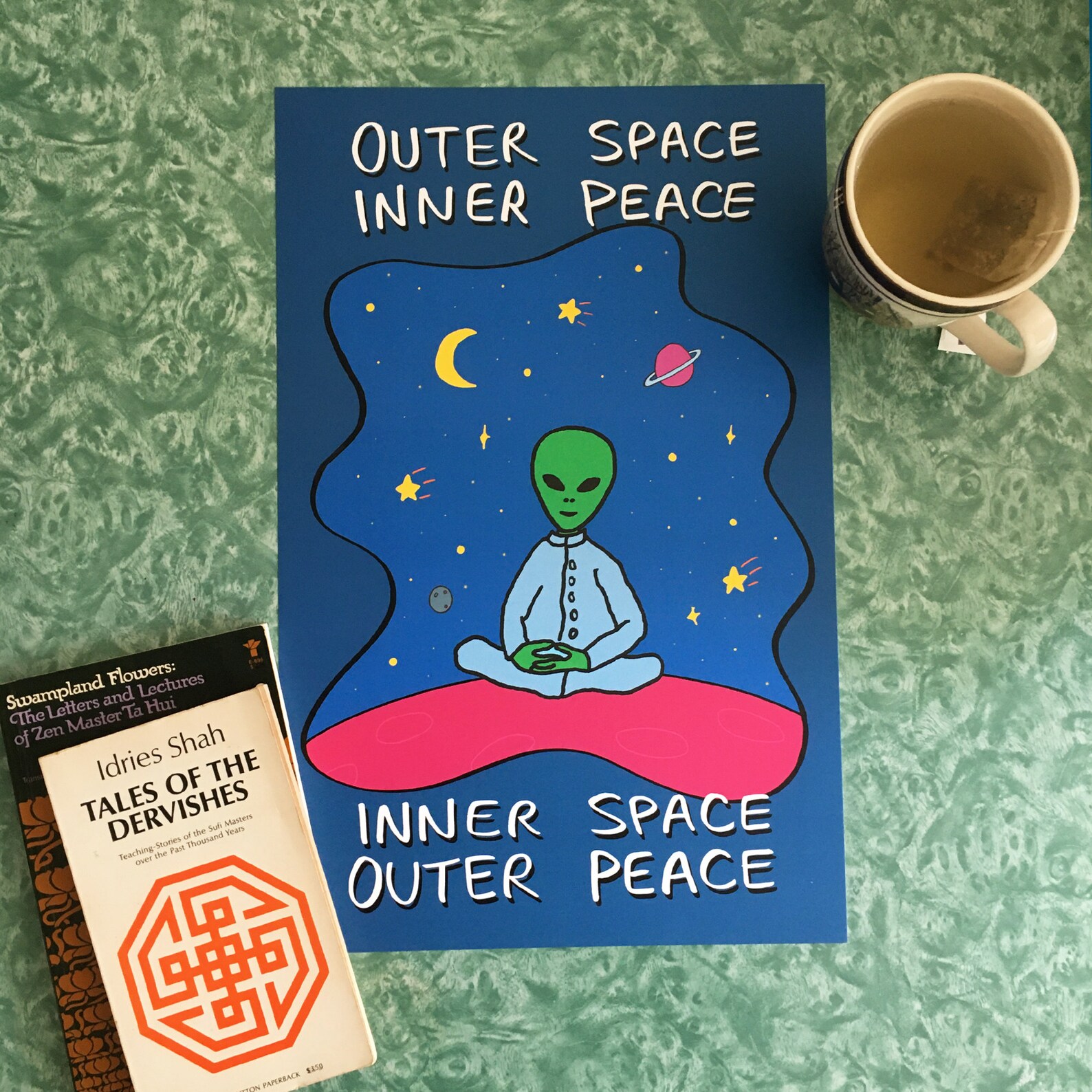 Meditating Alien Poster / Zen Alien Poster / Alien Art Print - Etsy