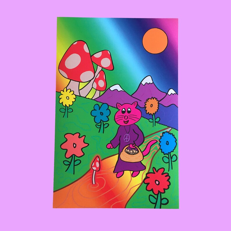 Trippy Kitty Poster / Psychedelic Cat Poster / Surreal Art - Etsy