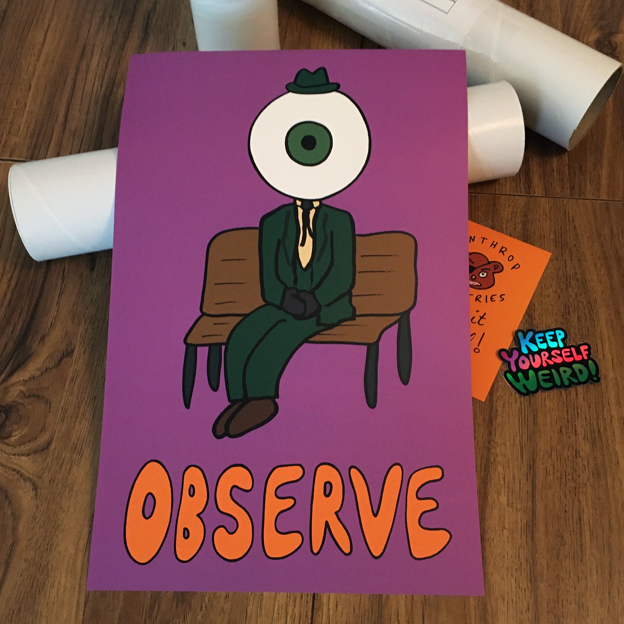 Observe Eyeball Man / Surreal Poster / Weird Art Print - Etsy