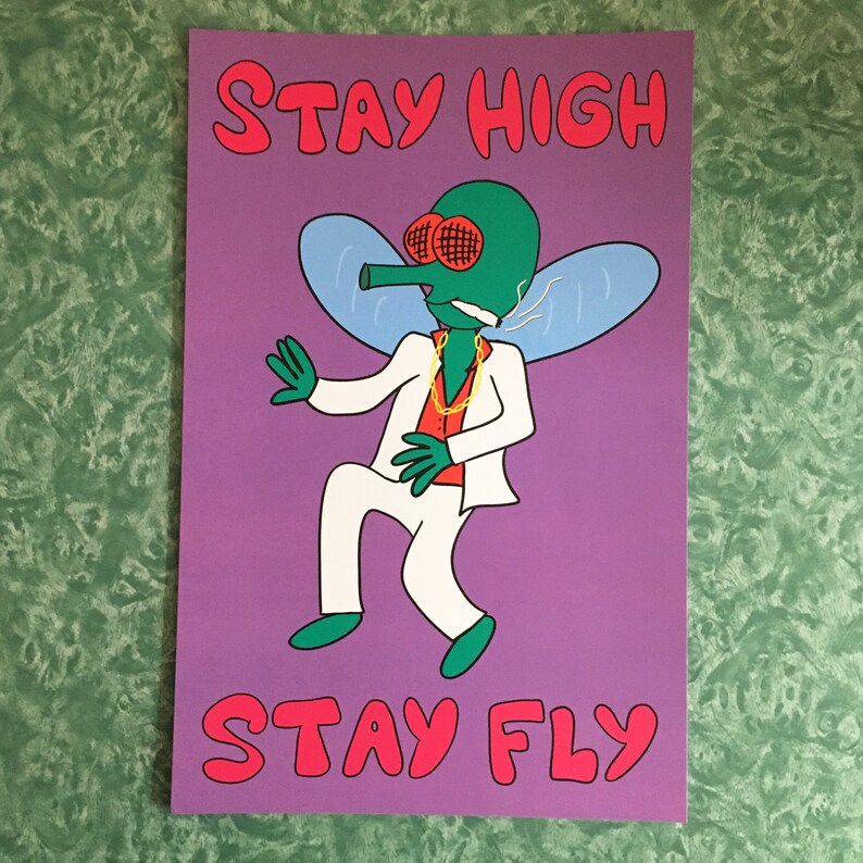 Stoner Fly / Weed Humor Poster / 420 Art Print - Etsy