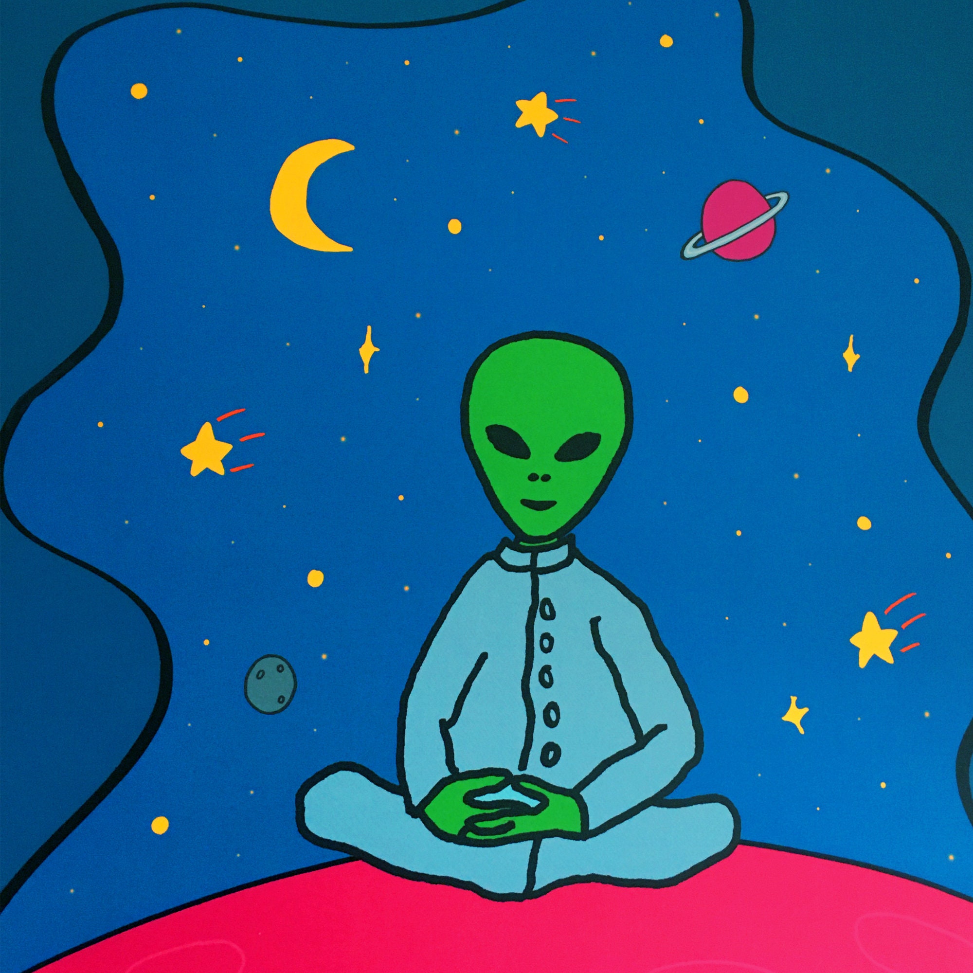 Meditating Alien Poster / Zen Alien Poster / Alien Art Print - Etsy