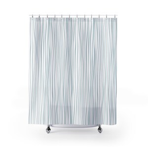 Light Blue Vertical Wave Shower Curtain | Blue Modern Shower Curtain ...