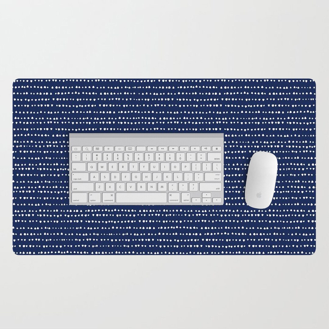 Navy Blue Desk Mat | Blue Desk Pad | Solid Blue Game Pad | Striped Navy ...