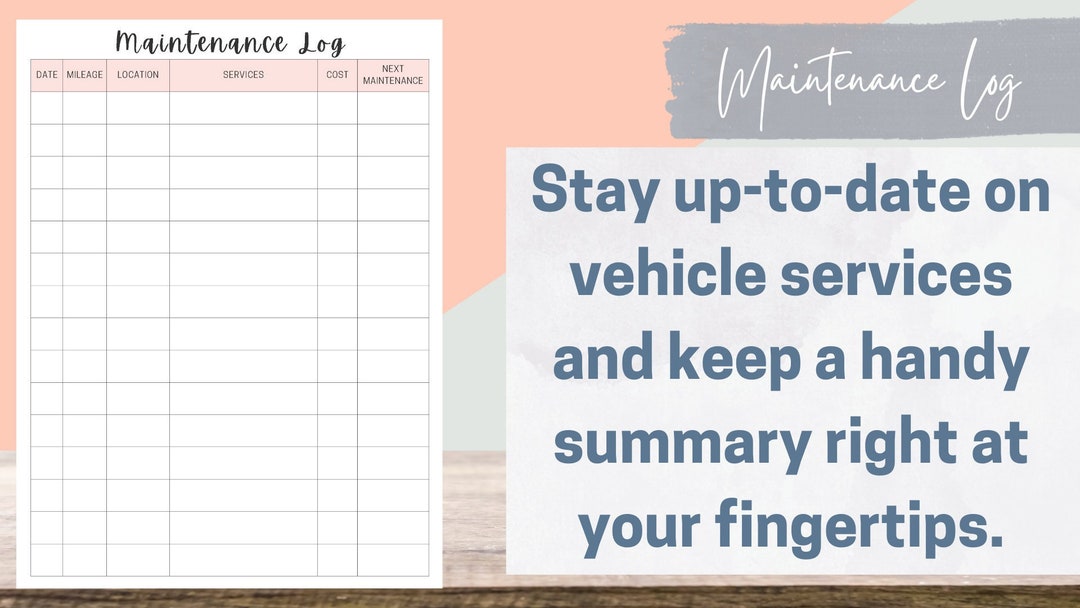 Vehicle Service Log Tracker - Etsy