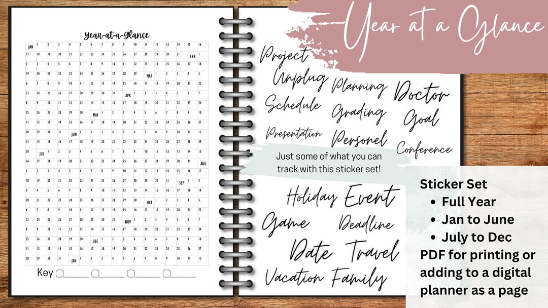 Year at a Glance, Perpetual Calendar for Planning - Etsy
