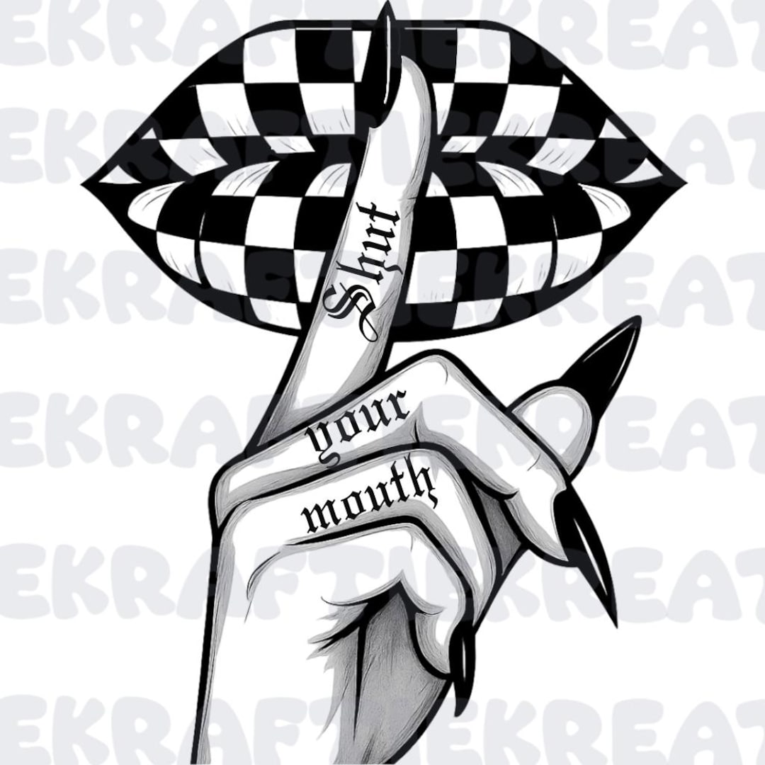 Shut Your Mouth, Checkered, Alternative, Lips, PNG - Etsy