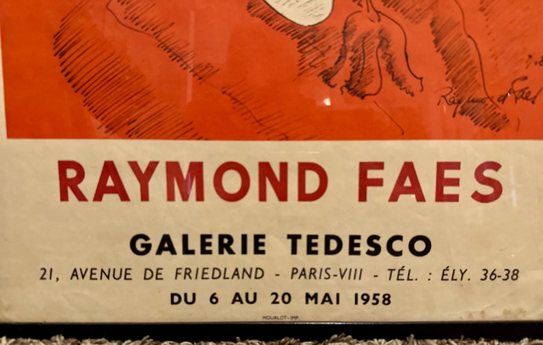 Original Vintage 1958 Raymond Faes Art Exhibit Poster - Etsy