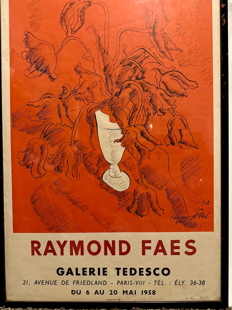 Original Vintage 1958 Raymond Faes Art Exhibit Poster - Etsy