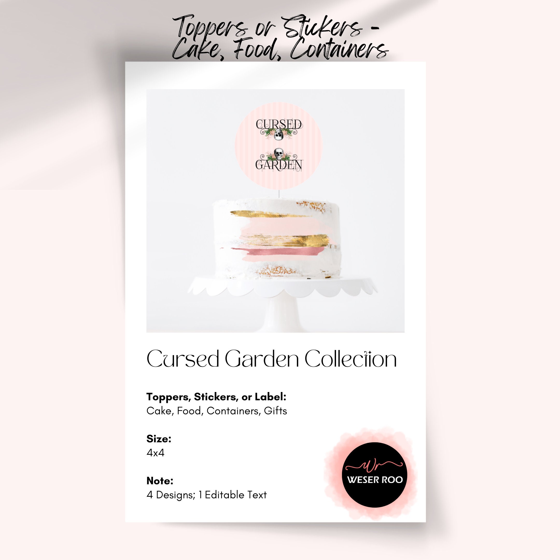 Cursed Garden Halloween Cake Topper Vintage Shabby Chic Sticker Tags ...