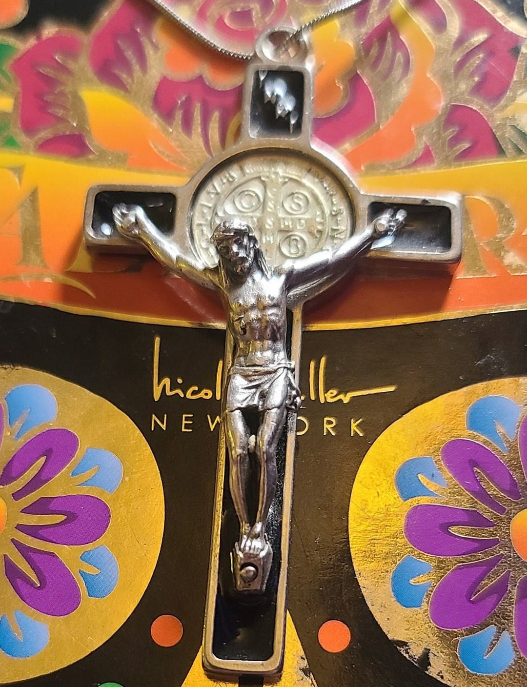 Cross and Saint Coin Silver Jesus on Cross Pendant - Etsy