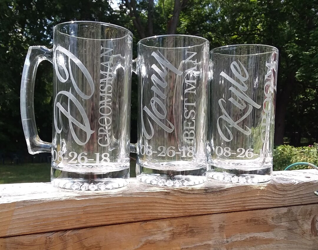 Bridal Party Etched Beer Mugs-5-five-personalized Custom - Etsy