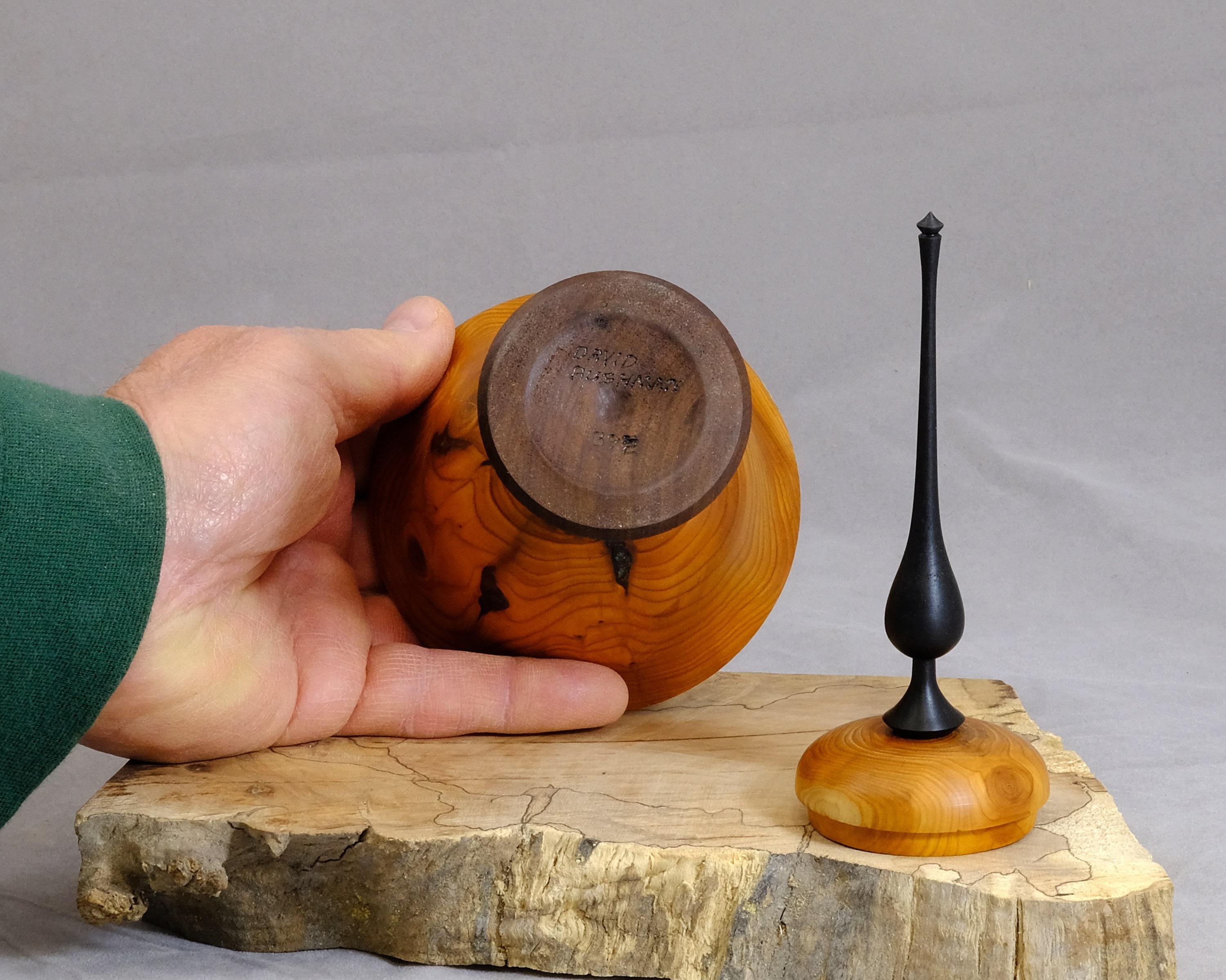 Yew Lidded Vessel With Ebony Finial, Fine Christmas, Birthday or ...