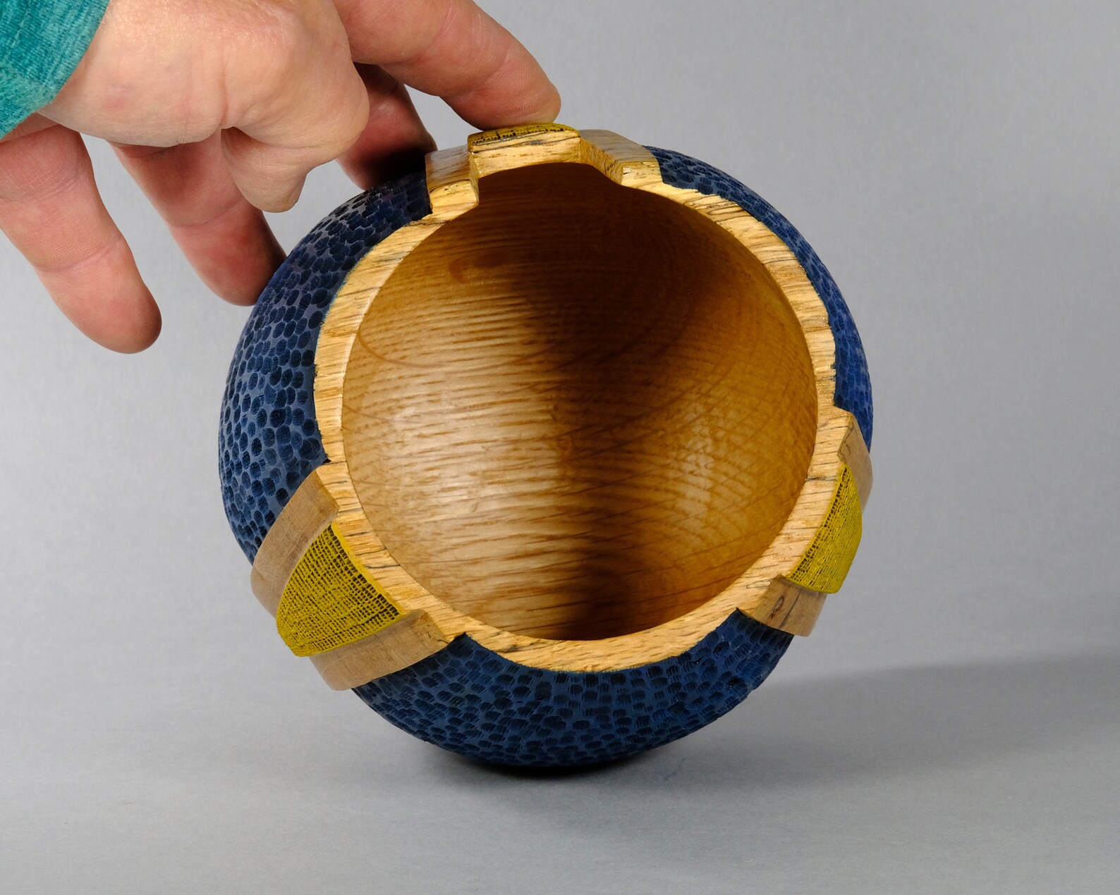 Turned, Carved & Embellished Chestnut Oak Wood Vessel, Fine Christmas ...