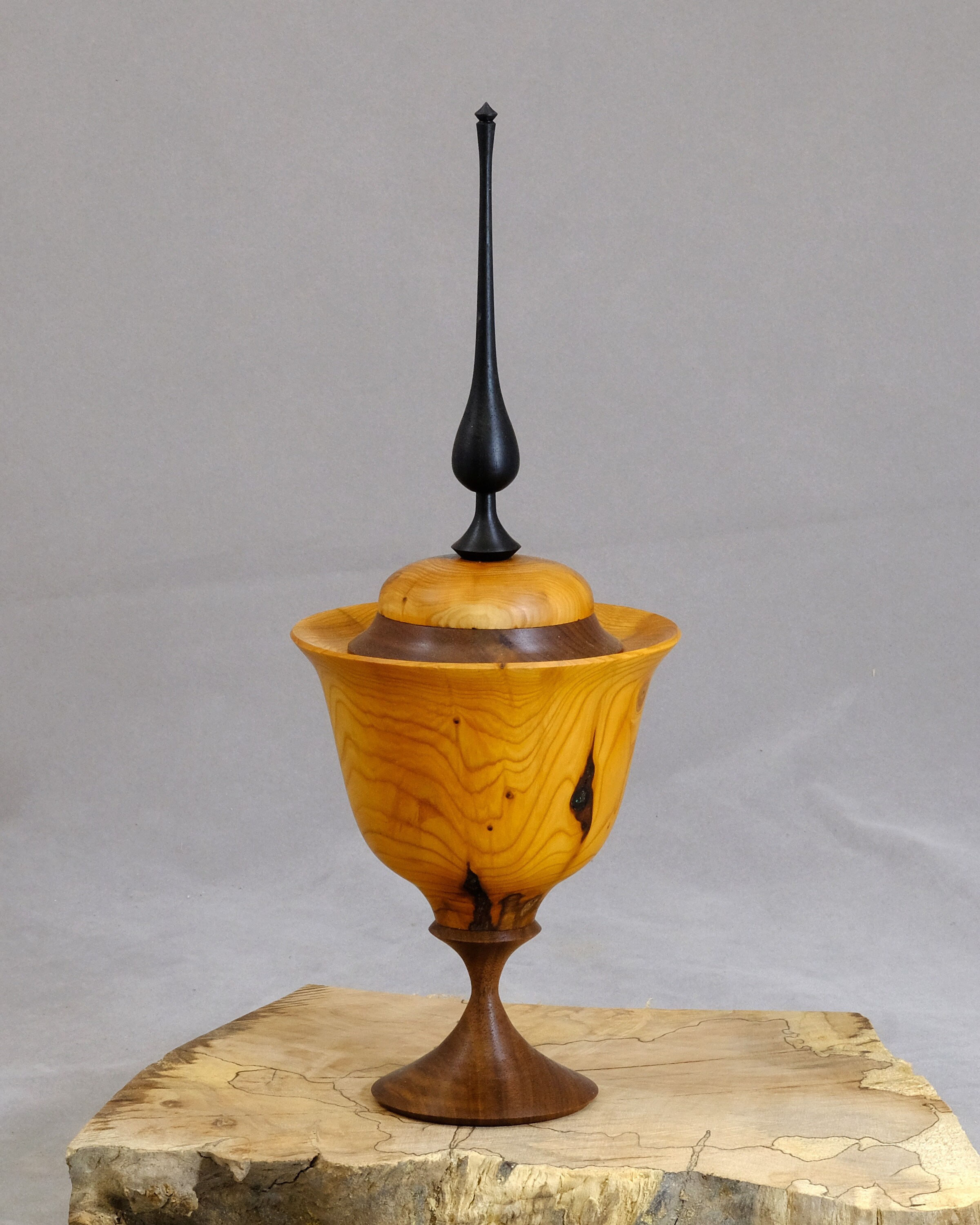Yew Lidded Vessel With Ebony Finial Fine Christmas Birthday - Etsy