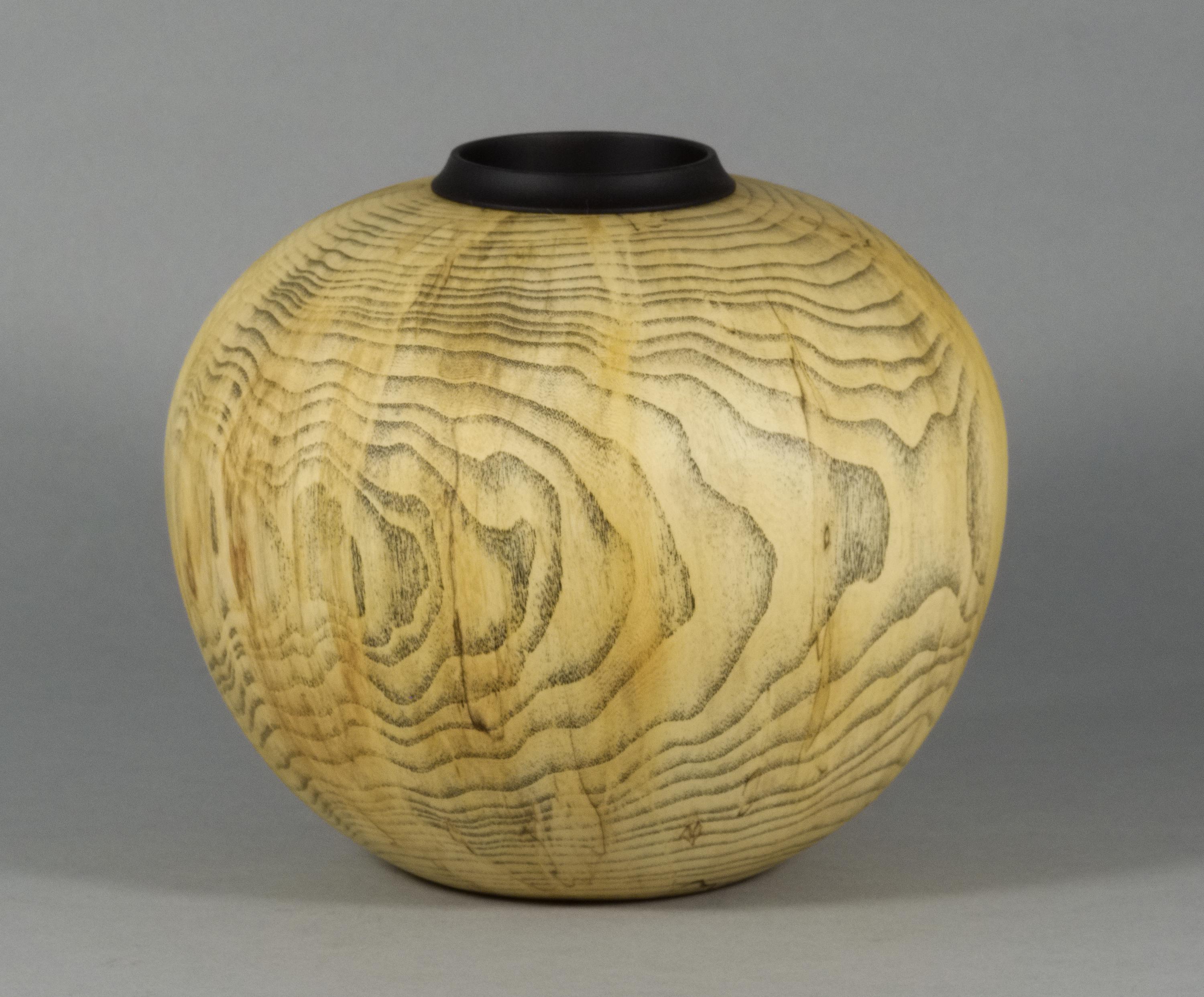 Lathe Turned Hackberry Wood Hollow Form W/ African Blackwood Ring, Fine ...