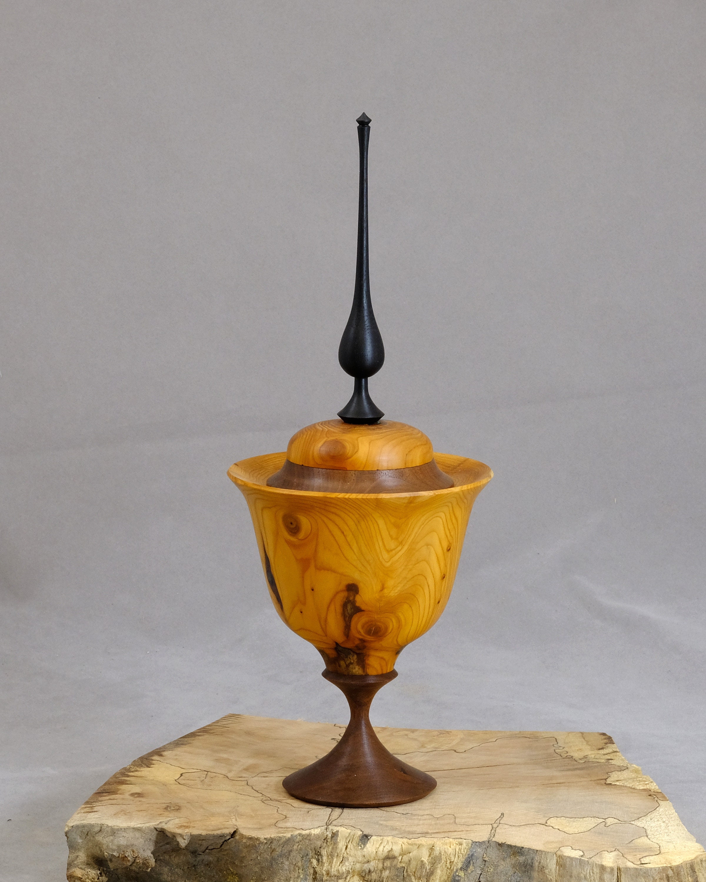 Yew Lidded Vessel With Ebony Finial Fine Christmas Birthday - Etsy
