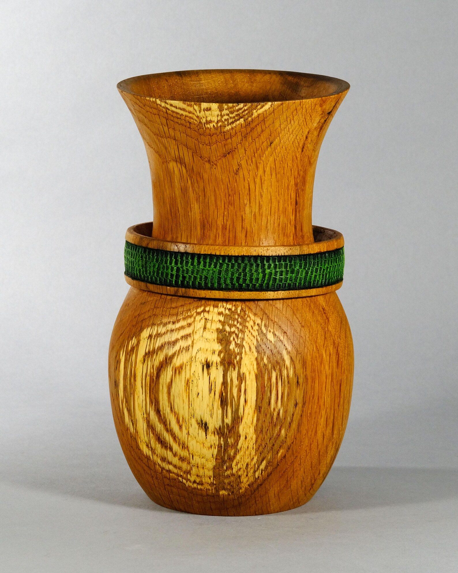 Turned and Carved Oak Wood Vase With Captured Ring, Fine Christmas ...
