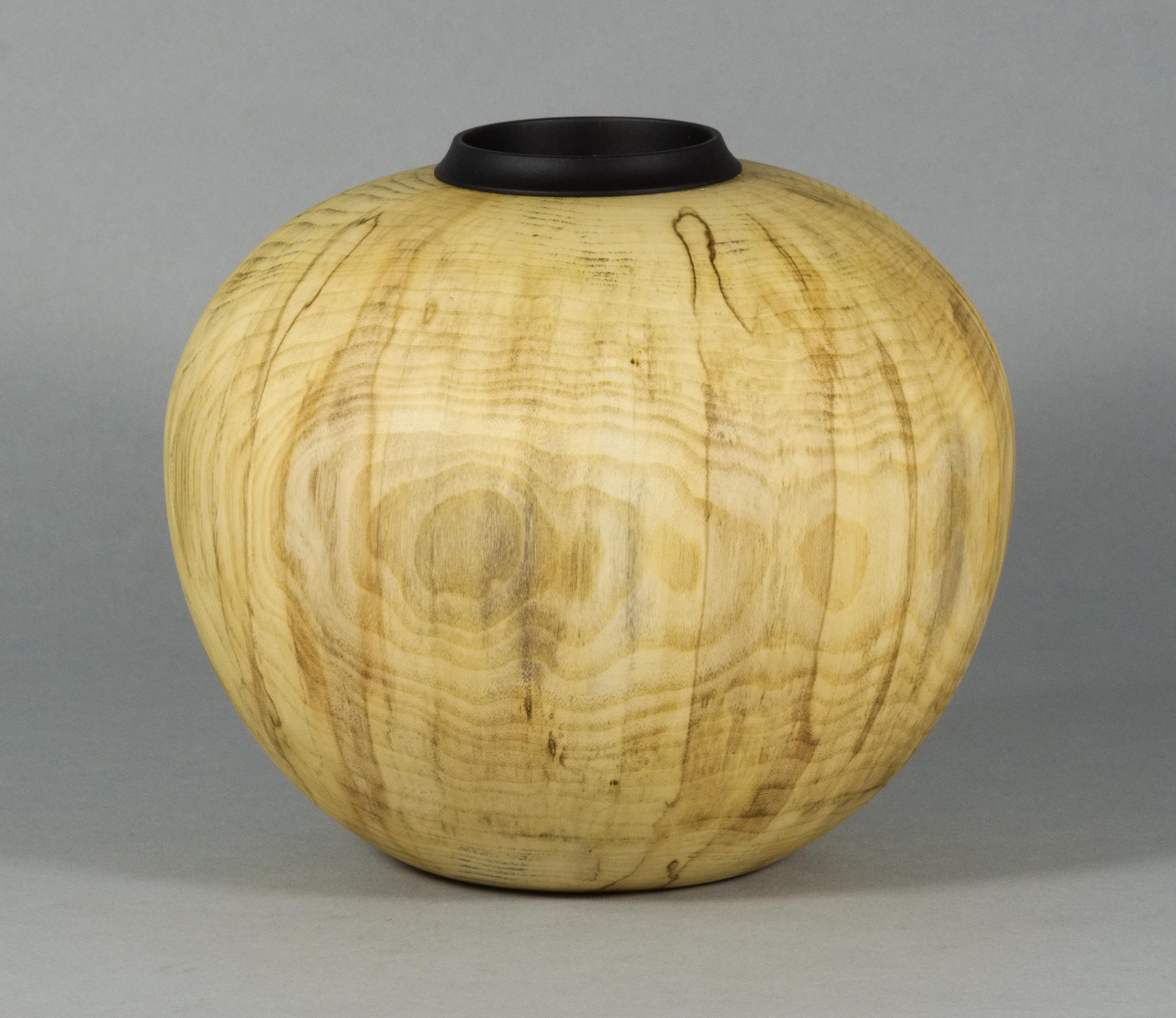 Lathe Turned Hackberry Wood Hollow Form W/ African Blackwood Ring, Fine ...