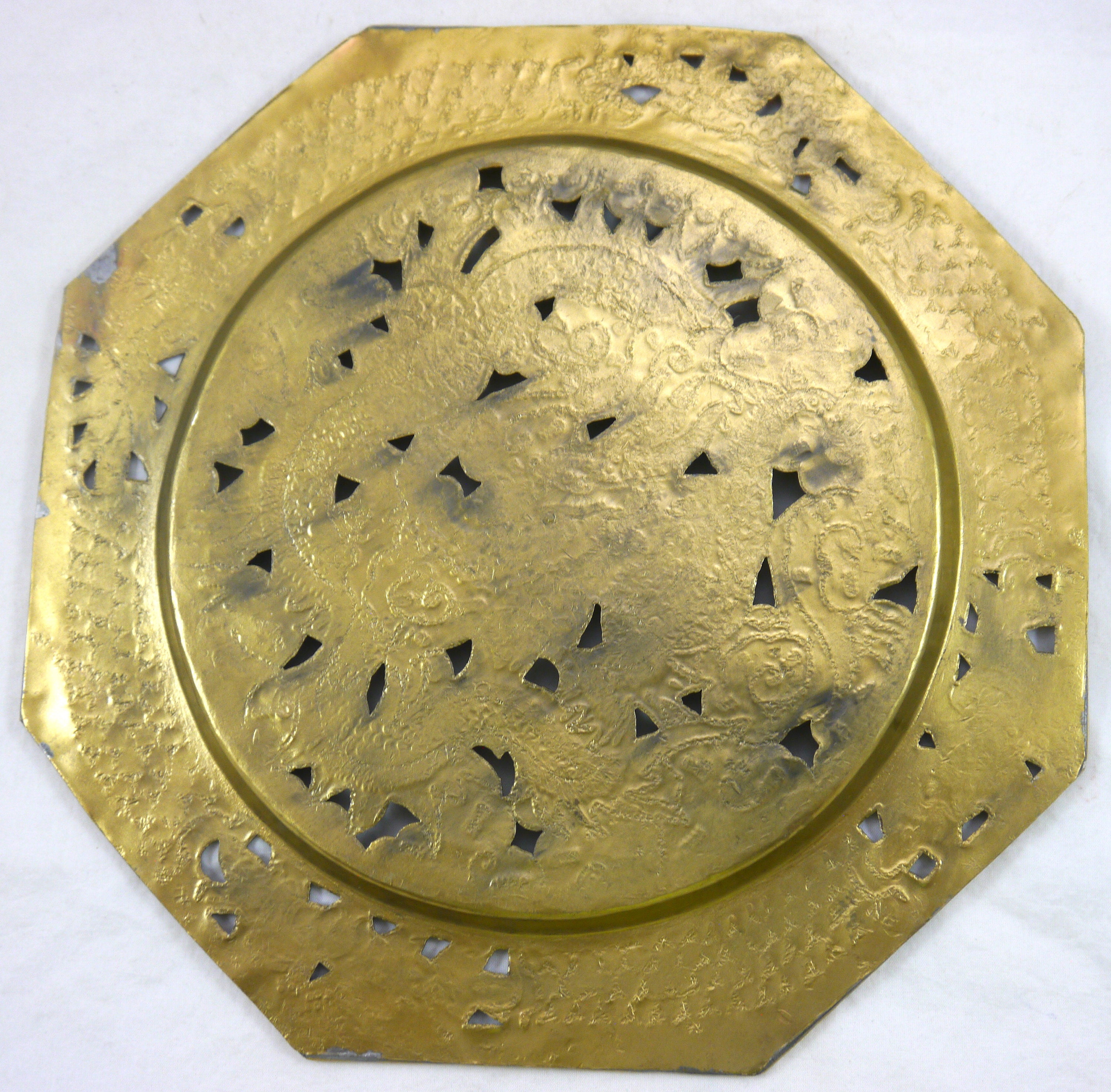 Chinese Octagonal Brass Dragon Plate. Engraved & Reticulated - Etsy UK