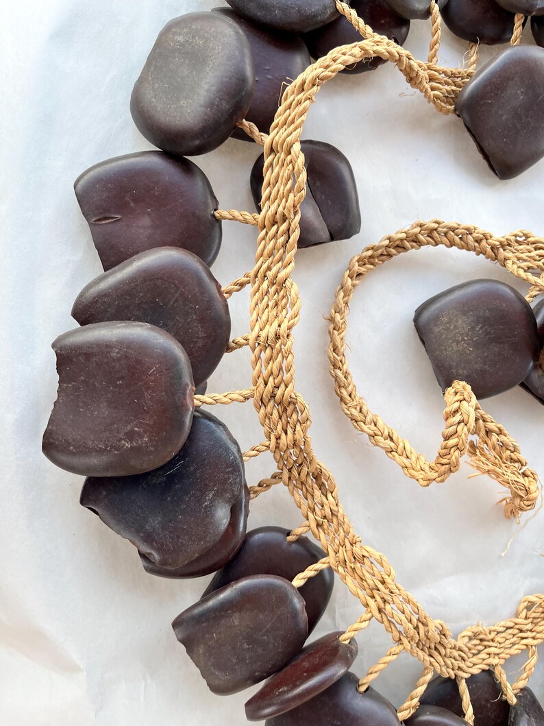 Vintage Accra, Ghana, African Togo Seed (40) Shakers on 58” Raffia ...