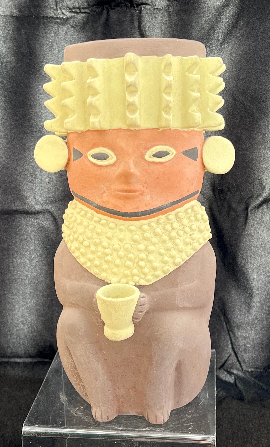 Peruvian Arte Chancay Vessel Replica. Cuchimilco With Serrated ...