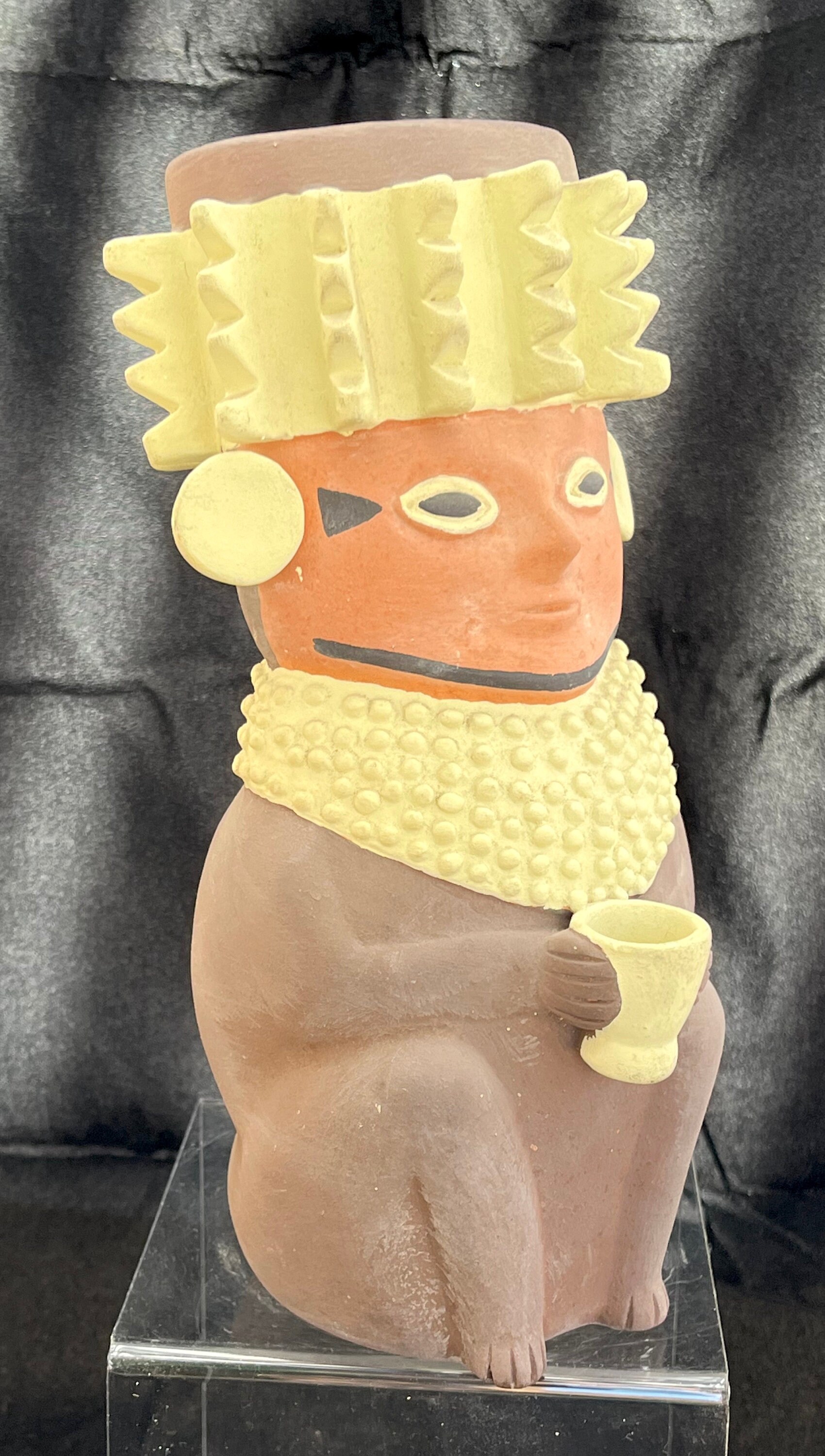 Peruvian ARTE CHANCAY Vessel Replica. Cuchimilco With Serrated ...