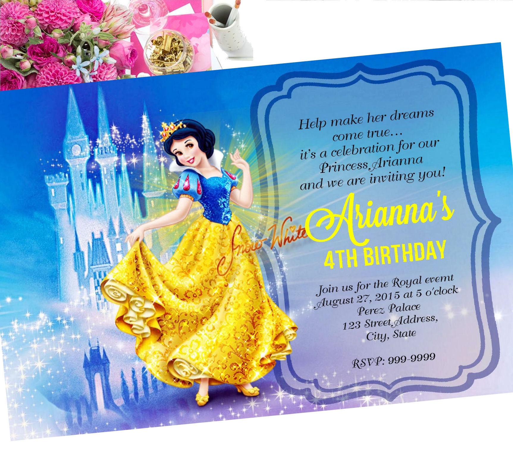 Snow White Birthday Invitation Snow White Invite Snow White | Etsy