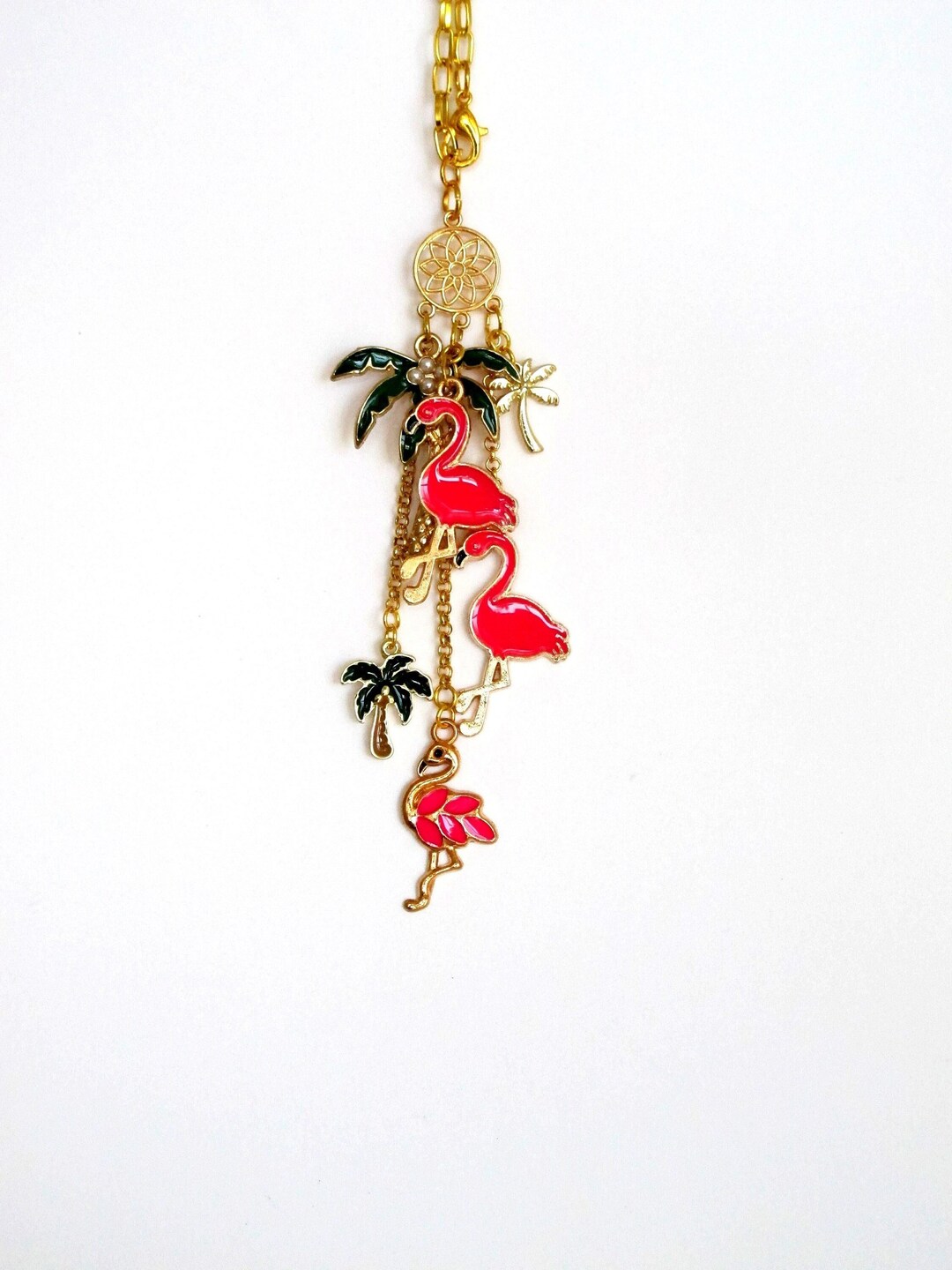 FLAMINGO Car Charm, Rear View Mirror Charm, Sun Catcher, Flamingo Charm ...