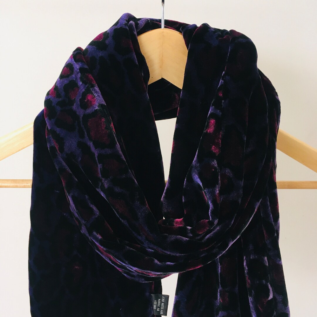 Vintage Purple Leopard Print Velvet Scarf - Etsy