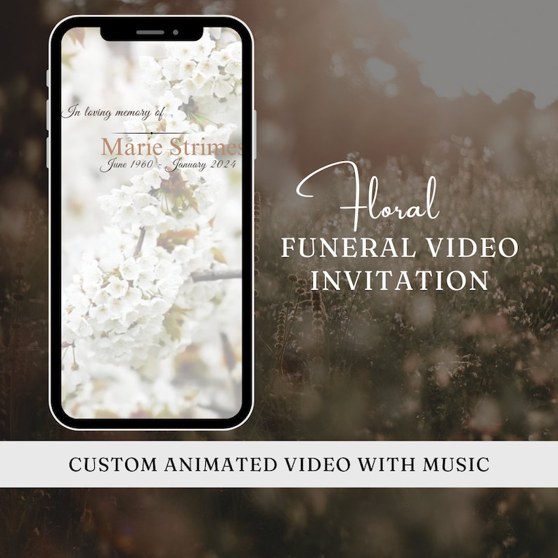 Funeral Invitation, Video Animated Invite With Music, Memorial Service ...