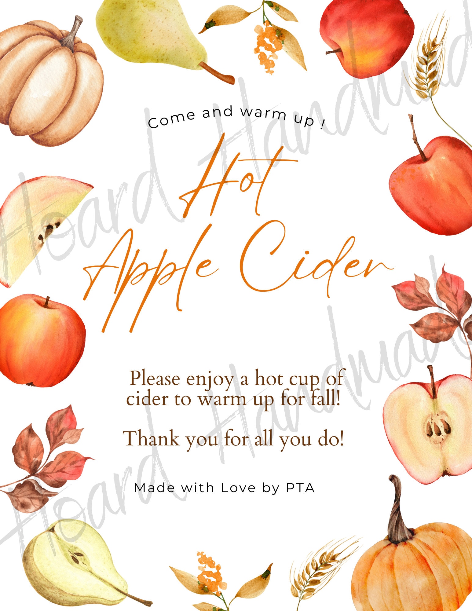 PTO PTA Hot Apple Cider Bar Flyer - Etsy