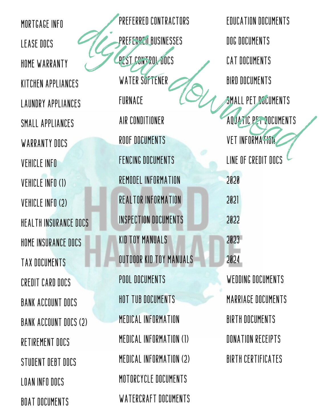 Digital Download the House Box Organizing File Tabs File Organize Tabs ...