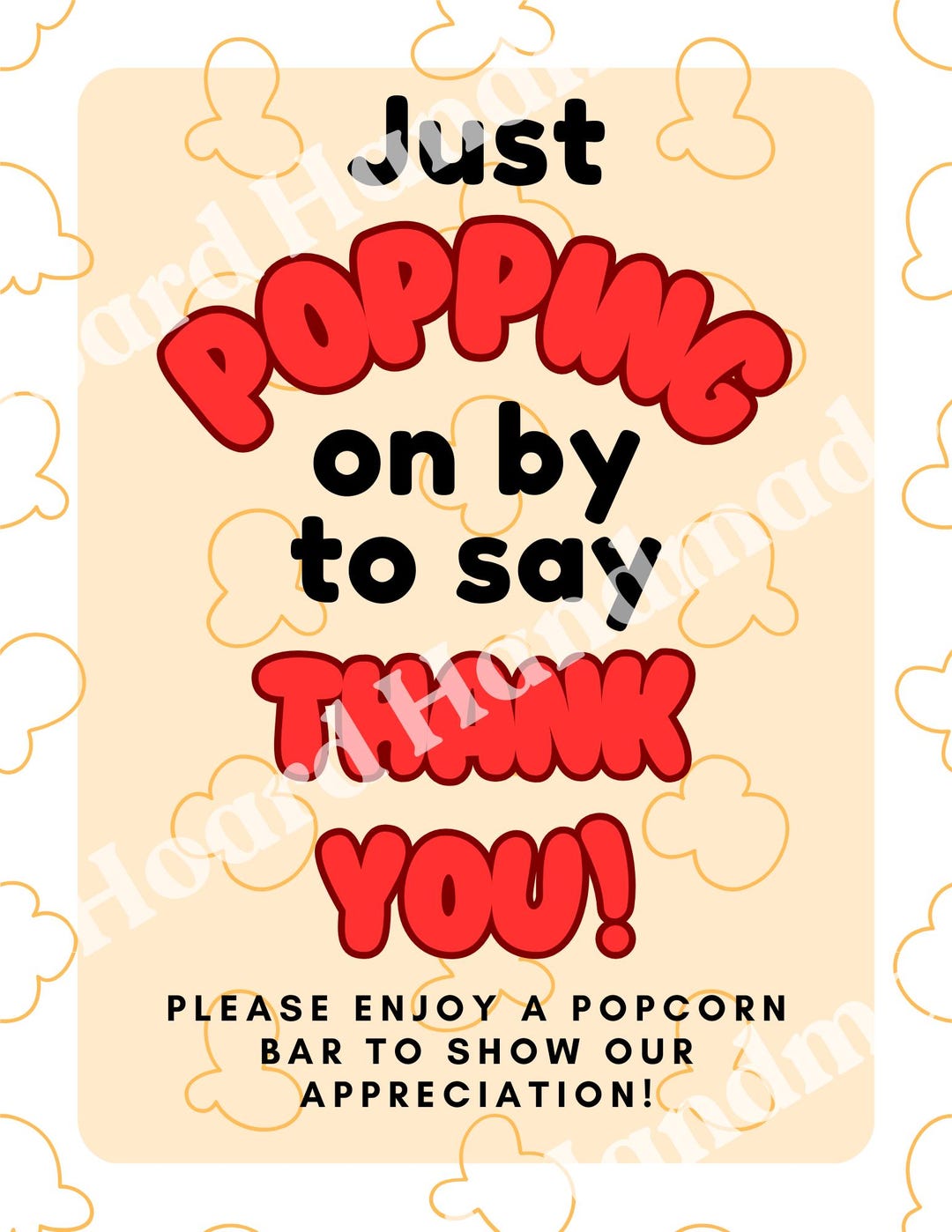 Popcorn Bar Staff Appreciation Employee Appreciation Thanks PTO PTA - Etsy