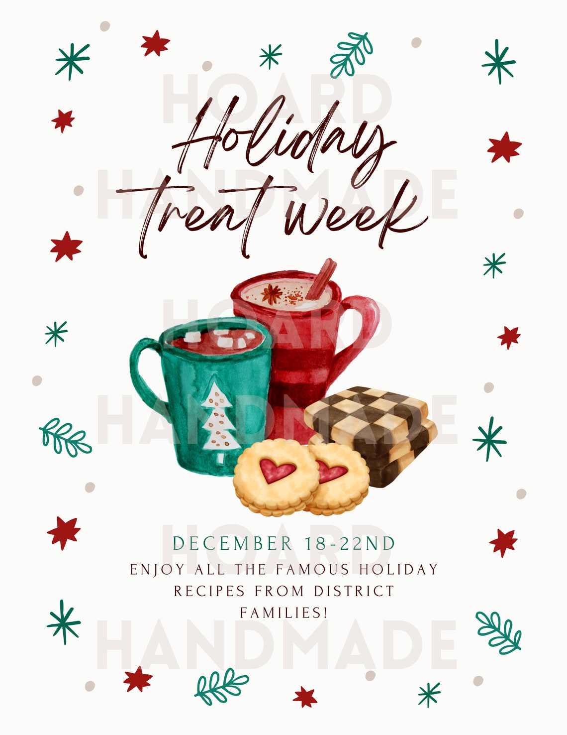 PTO PTA Holiday Treat Week Flyer - Etsy